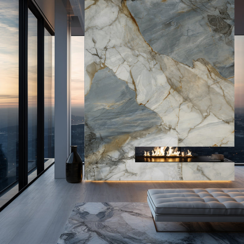 Cerulean Cascade Marble Wall Panels – ARKdeko'