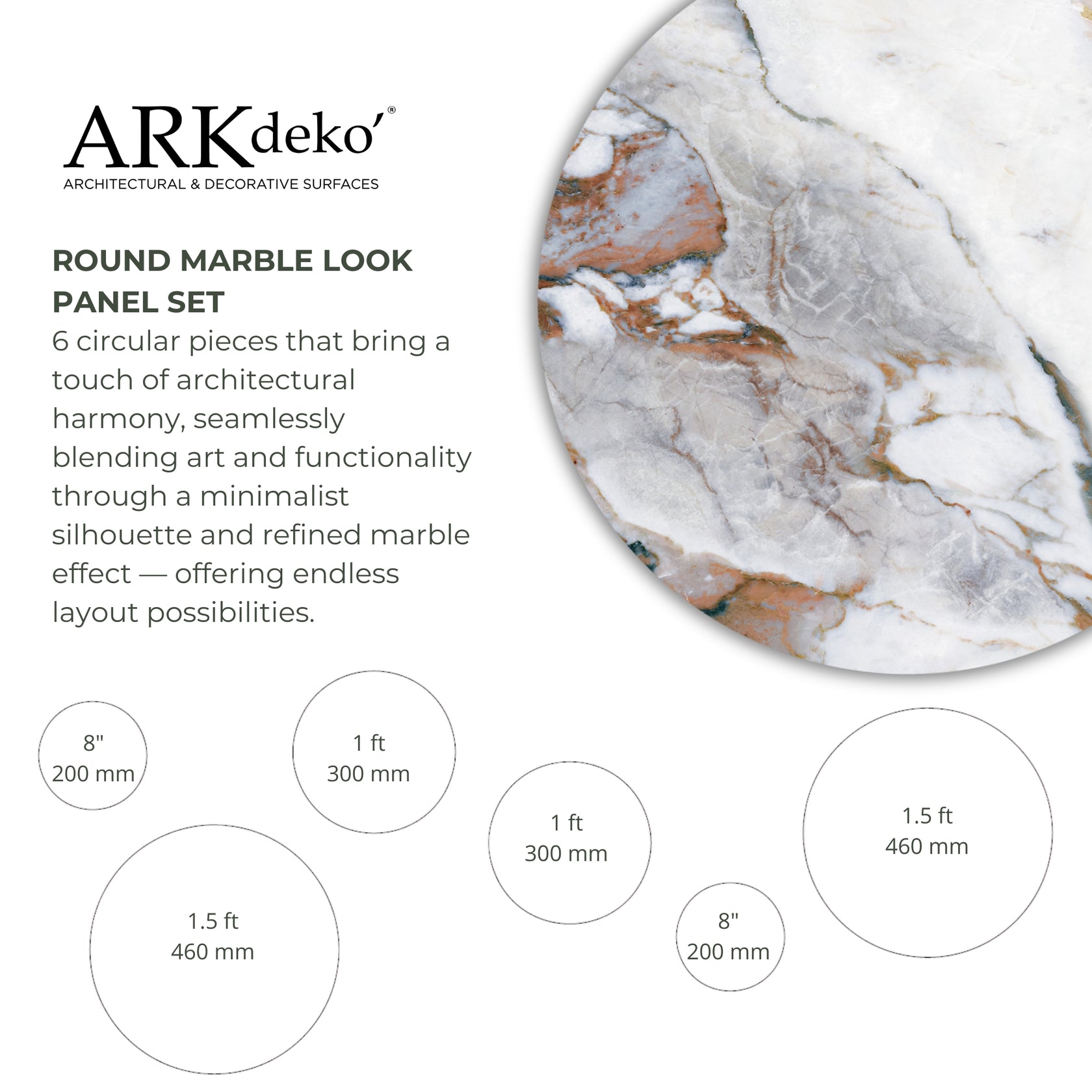 Warm Shadow _ Round Marble Wall Art Panels | Circle Wall Decor Set for ...