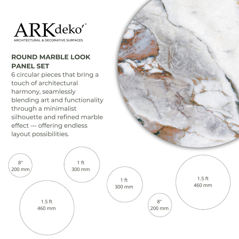 Warm Shadow _ Round Marble Wall Art Panels | Circle Wall Decor Set for ...